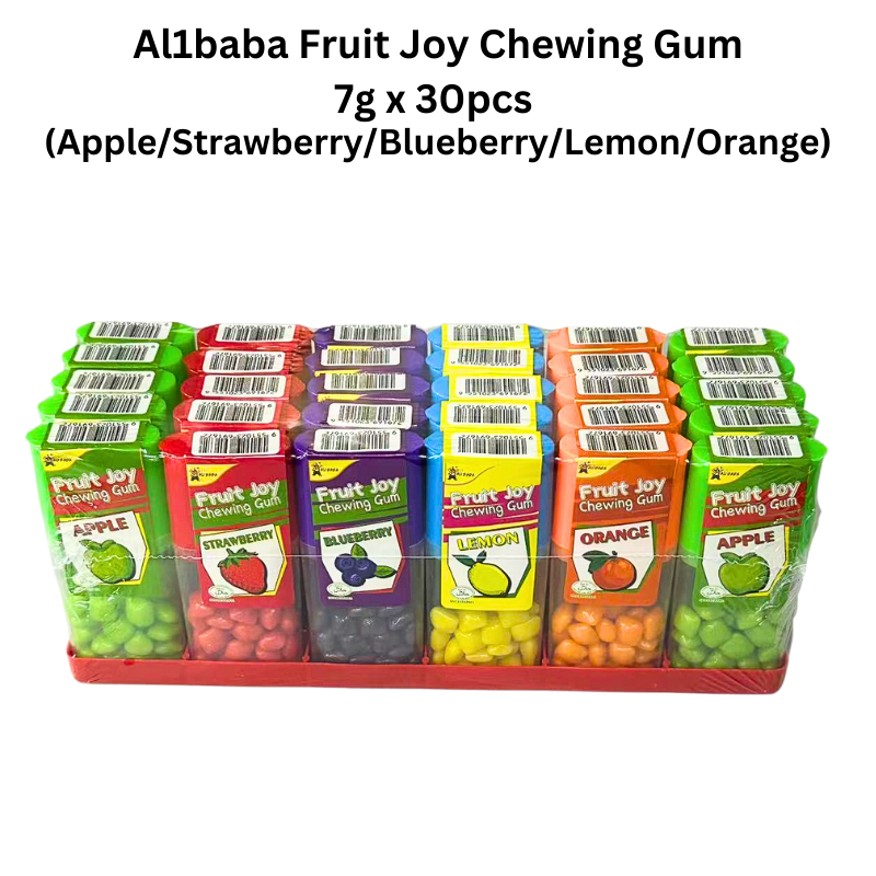 Al1baba Fruit Joy Chewing Gum 7g x 30pcs (Apple/Strawberry/Blueberry ...