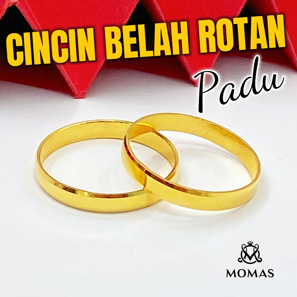 Cincin Belah Rotan Padu Emas 916 Original Cincin Kait 2 Emas 916 Tulen ...