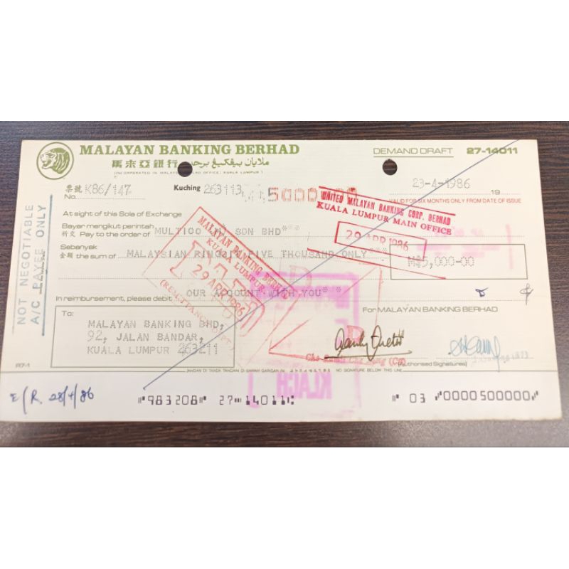 Vintage/Old Used Bank Cheque from Malayan Banking Berhad | Shopee Malaysia