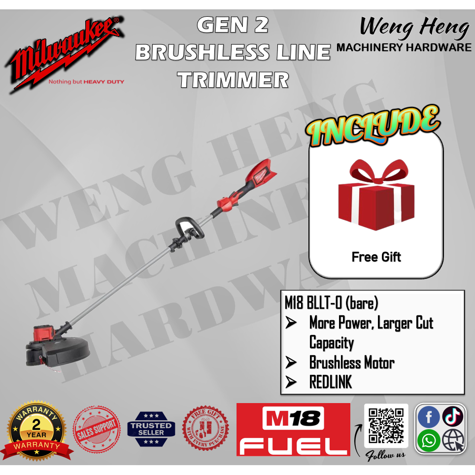 MILWAUKEE M18 GEN 2 BRUSHLESS LINE TRIMMER M18 BLLT-0 (BARE TOOL ...