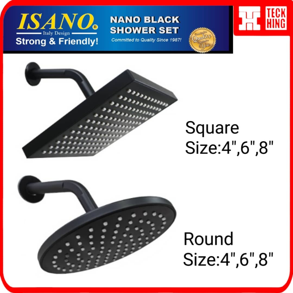 ISANO Nano Rain Shower Head With Arm black | Shopee Malaysia