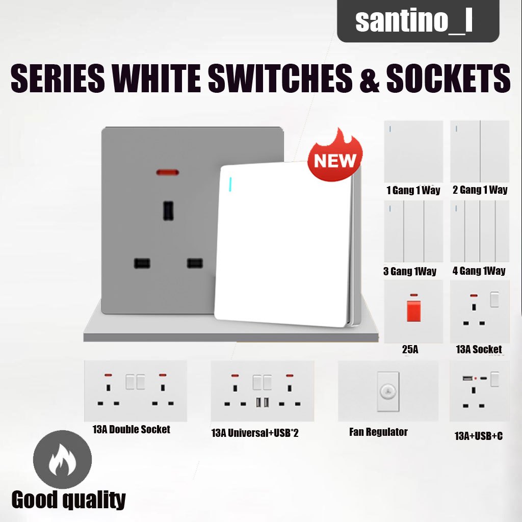 New Socket and Wall Switch / SWITCHES / SWITCH LAMPU AFFLE PLUS SERIES ...