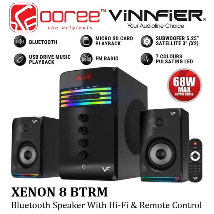 VINNFIER XENON 8 BTRM BLUETOOTH SPEAKER CH2.1 WITH HI-FI AUDIO SOUND ...