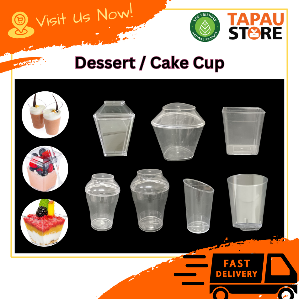 (READY STOCK) Food Grade Transparent Plastic Disposable Dessert / Cake ...