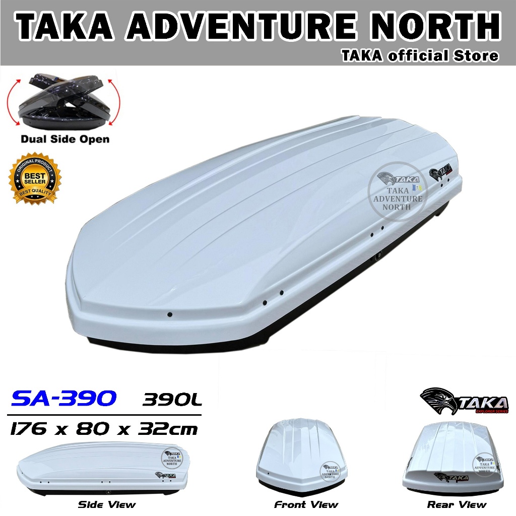 TAKA SA-390 Car Roof Box [Explorer Series] [L Size] [White] Cargo ...