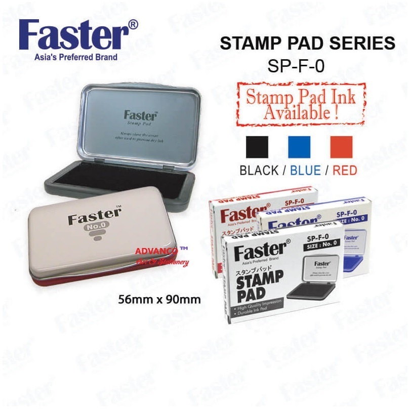 FASTER STAMP PAD NO.0 SIZE: 56MM X 90MM ( AVAILABLE IN BLACK | BLUE ...