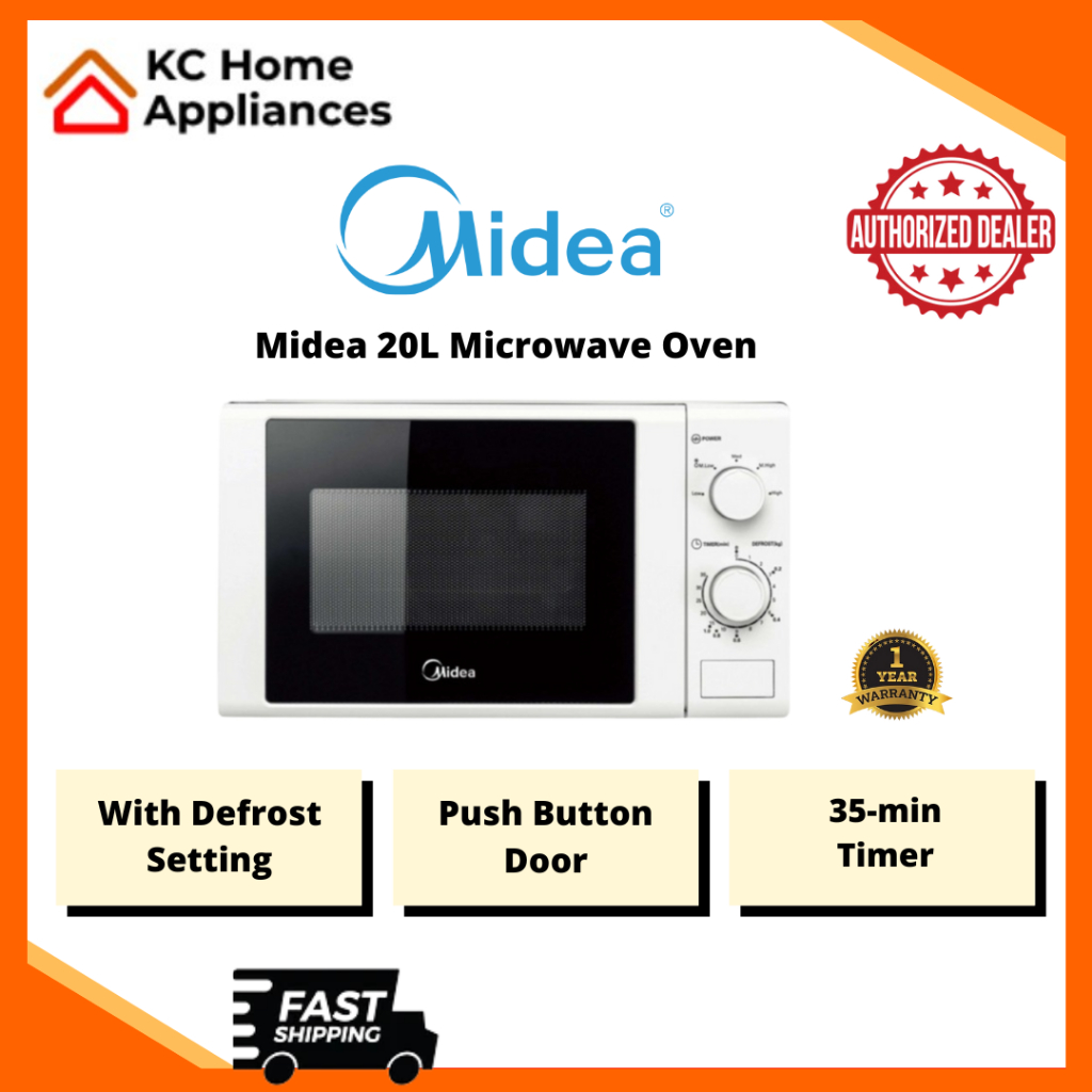 Midea 20L Microwave Oven | 650-700W | Defrost Setting | Push Button ...