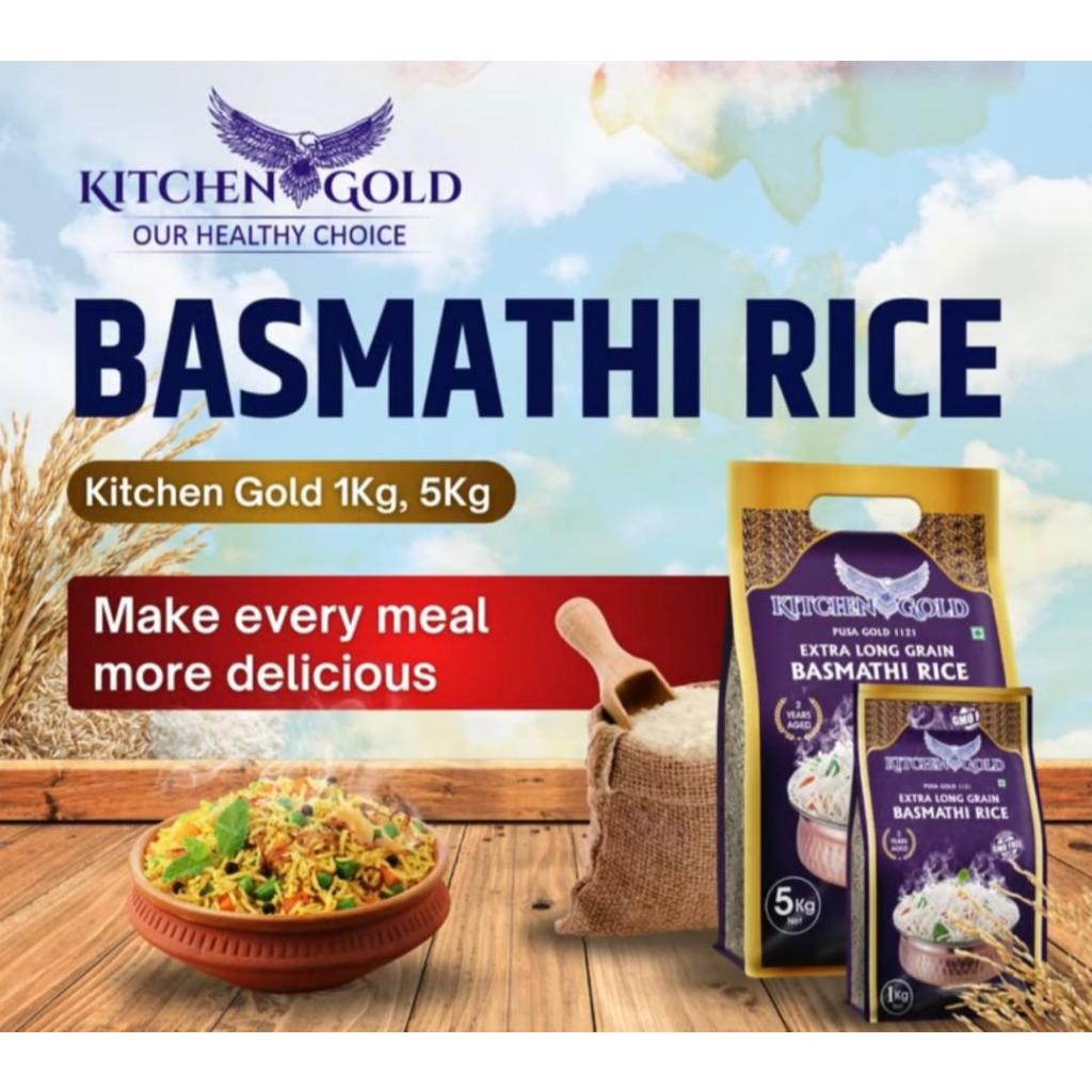 KITCHEN GOLD Basmathi Rice/Biryani Rice - 1 kg , 5 kg | Shopee Malaysia