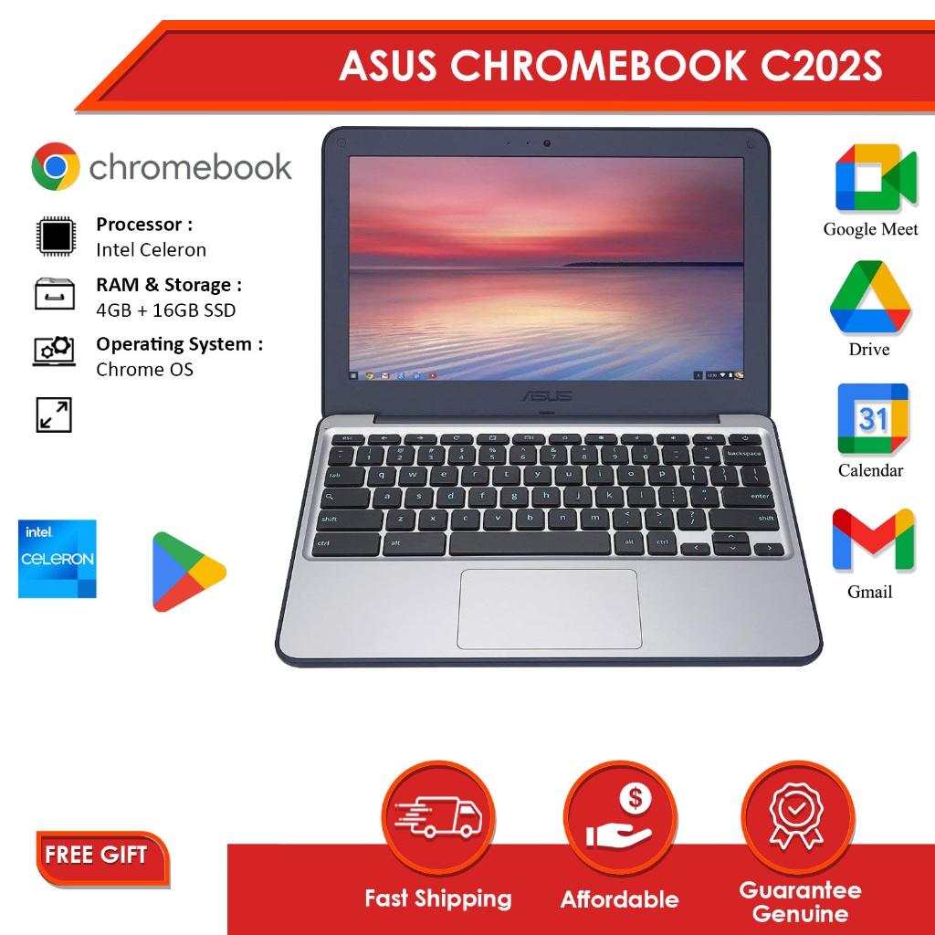 Cheapest Chromebook ASUS C202s / ACER/11.6" Intel Celeron /4GB RAM/16GB ...
