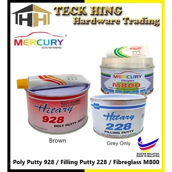 MERCURY Poly Putty 928 - Brown 1kg / HITARY Filling Putty - Grey 0.5kg ...