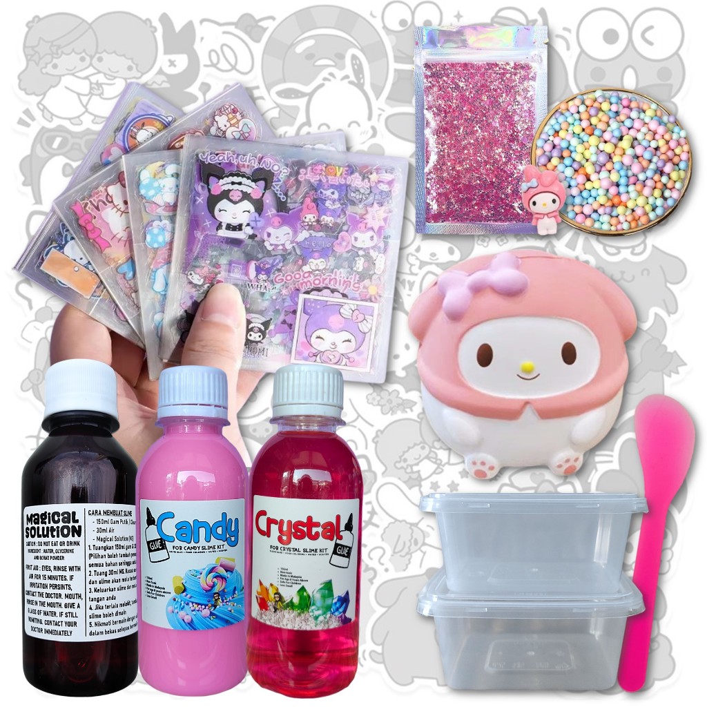 3IN1 SANRIO SLIME & SQUISHY SENSORY TOOLS KIT BOX - BIRTHDAY BOX DIY ...