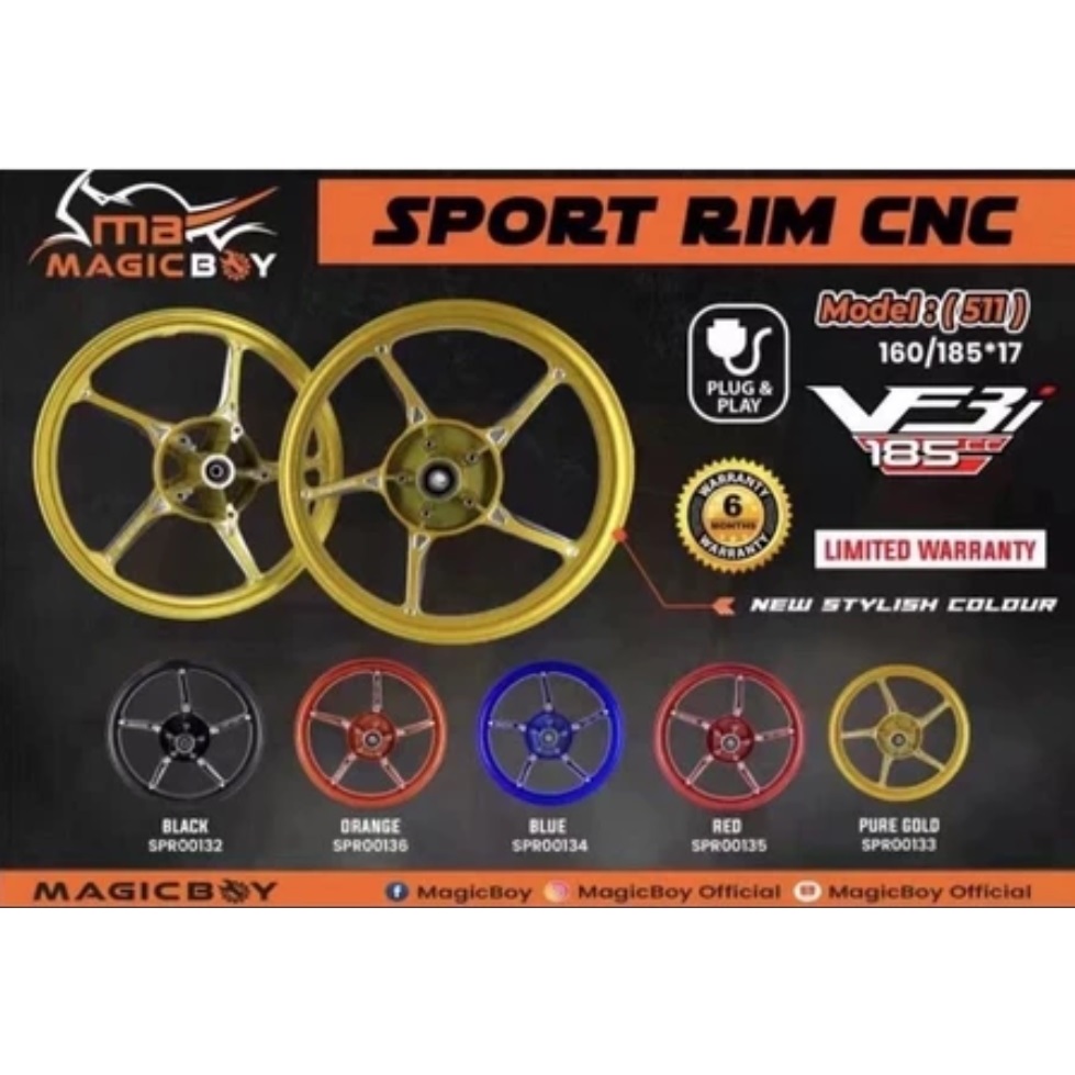 MACGIBOY SPORT RIM FG511 SYM VF3I 185CC 160/185-17 MAGIC BOY 💯 ...