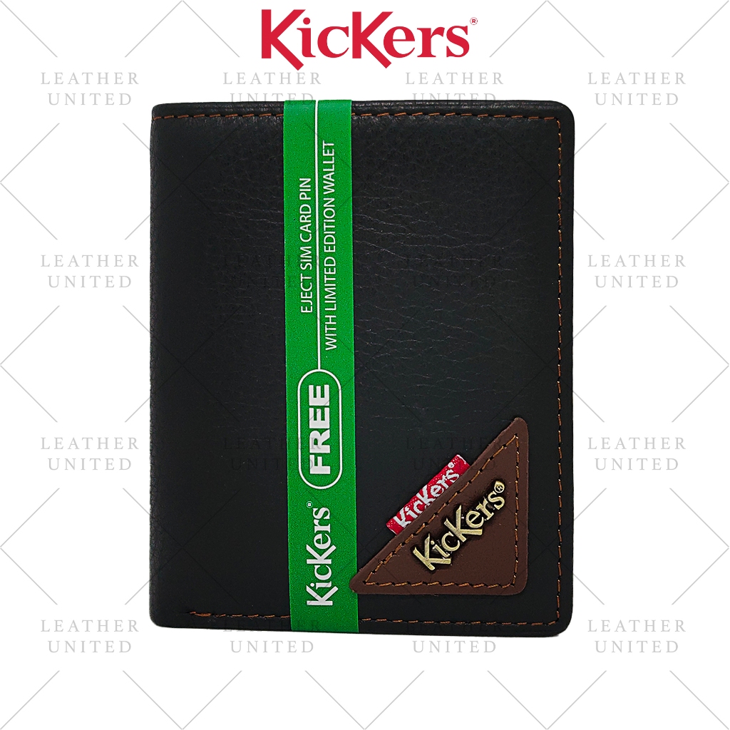 Kickers Genuine Full Grain Cow Leather Vertical & Tri Fold Short Wallet ...
