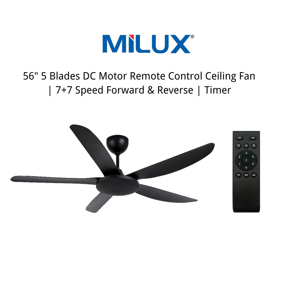 MILUX 56" 5 Blades DC Motor Remote Control Ceiling Fan | 7+7 Speed ...
