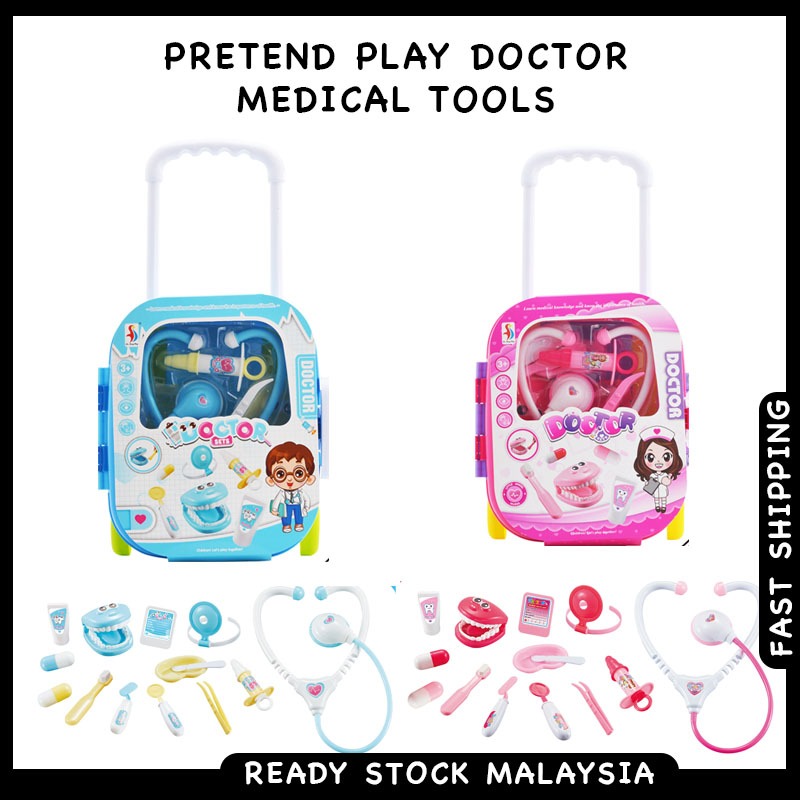 Pretend Play Doctor Medical Tools Nurse Doctor Playset Trolley Toys for ...