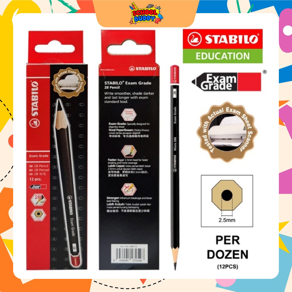 STABILO EXAM GRADE 2B Pencil (288/12 Normal 2B Pencil box of 12s ...