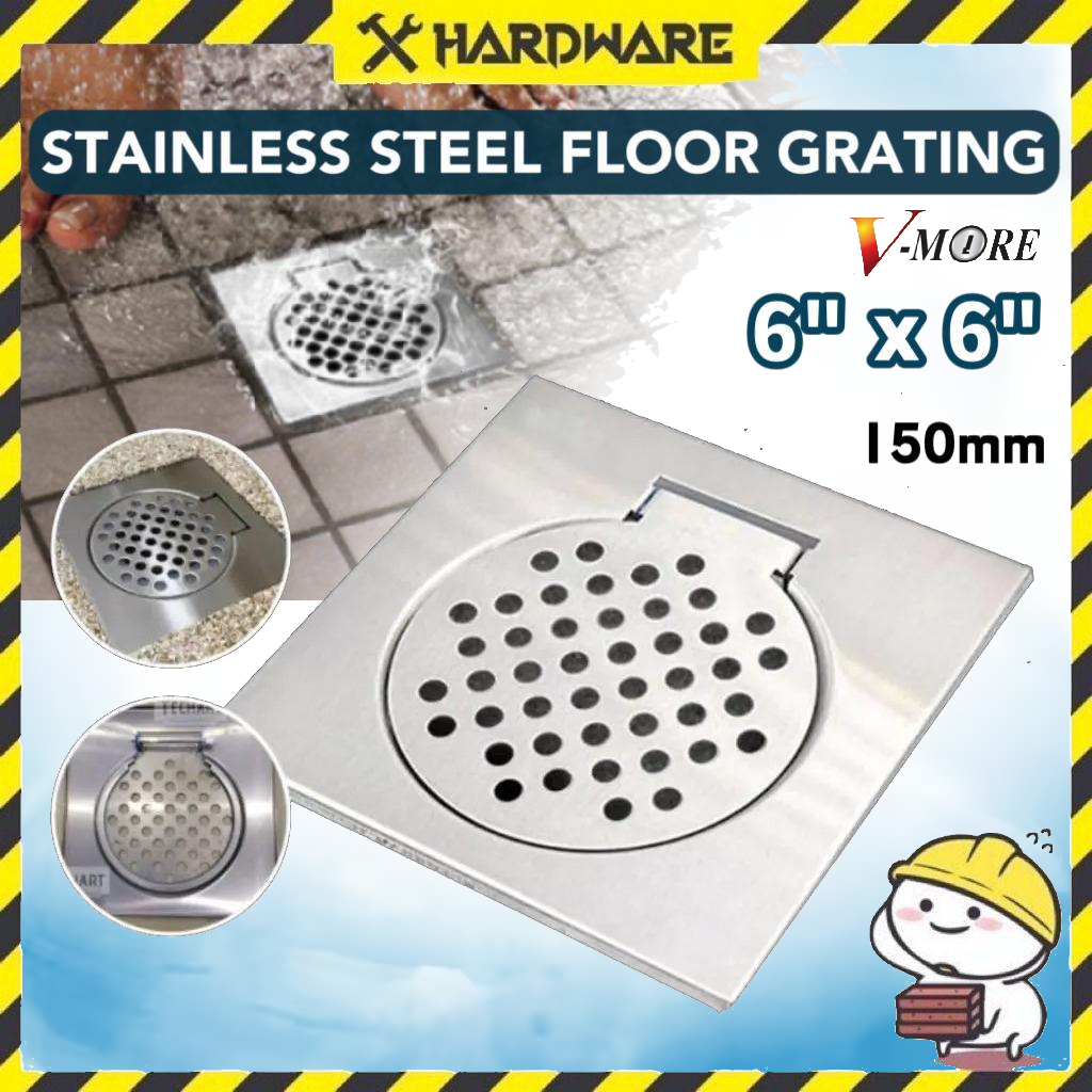 6"x6"x0.6MM V-MORE V5050 THICK STAINLESS STEEL FLOOR GRATING/TOILET ...