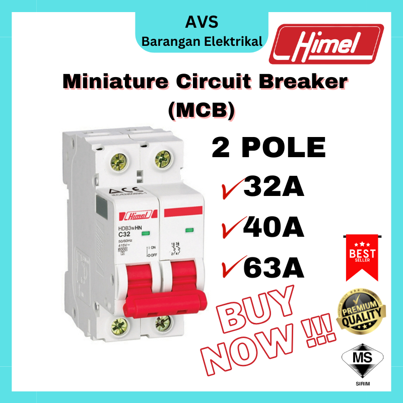 HIMEL MCB 2 POLE 32A 40A 63A MINIATURE CIRCUIT BREAKER | Shopee Malaysia