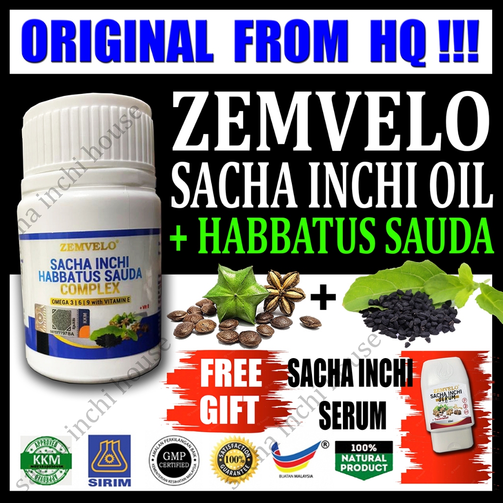 Sacha Inchi HABBATUS SAUDA ORIGINAL ZEMVELO Softgel Vege (1 botol 60 ...
