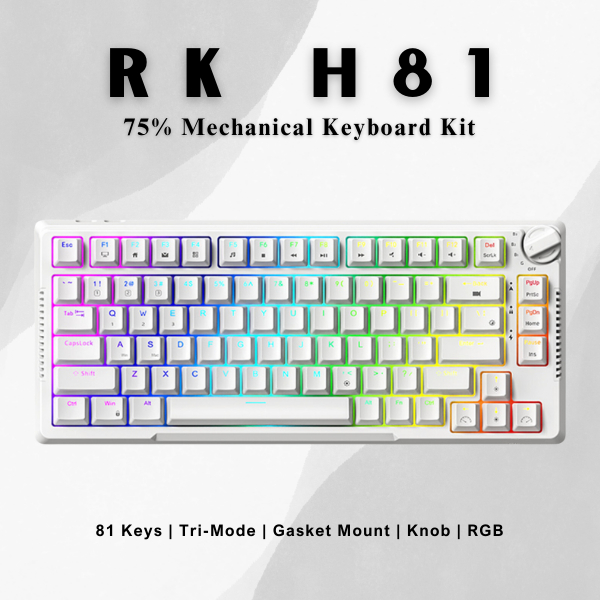 Royal Kludge RKH81 80% Mechanical Keyboard Gasket Structure Tri-mode ...