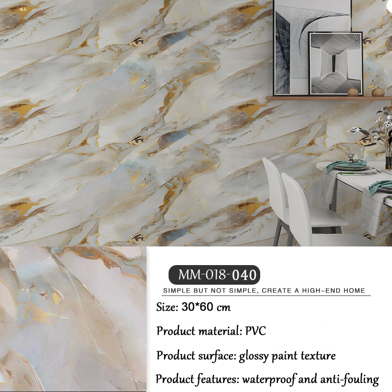 加厚墙纸 30x60cm Marble Wall Tile Paper Kitchen Wall Sticker Wall Paper ...