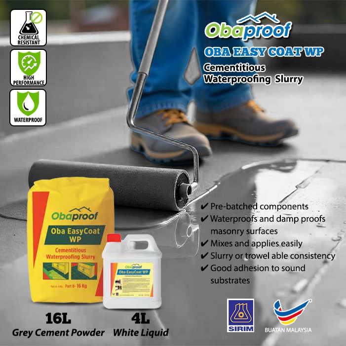 OBAPROOF 16KG+4KG OBA EASY COAT WP Cementitious Waterproofing Slurry ...