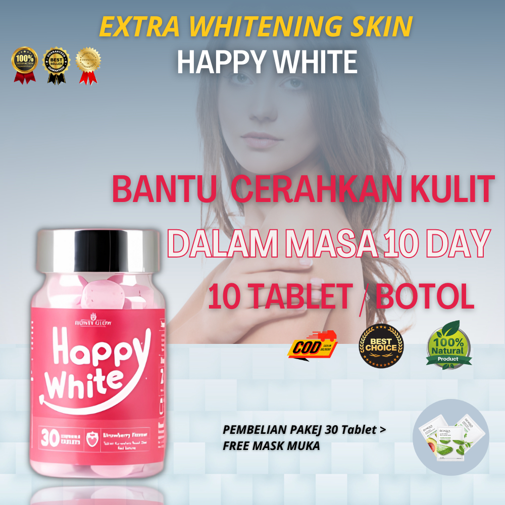 Glutathione Supplement Happy White Whitening Supplement Pemutih Badan ...