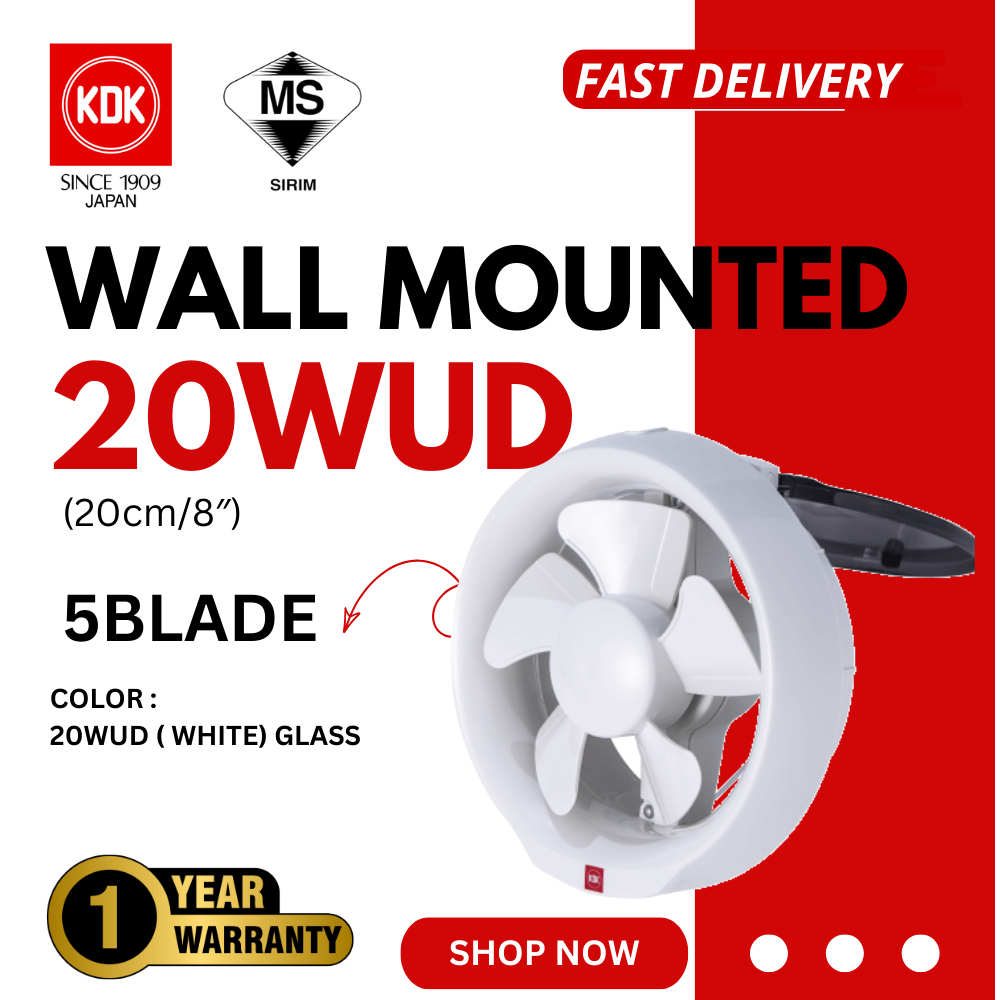 KDK WALL/GLASS MOUNTED VENTILATING FAN (20cm/8") 20WUD | Shopee Malaysia