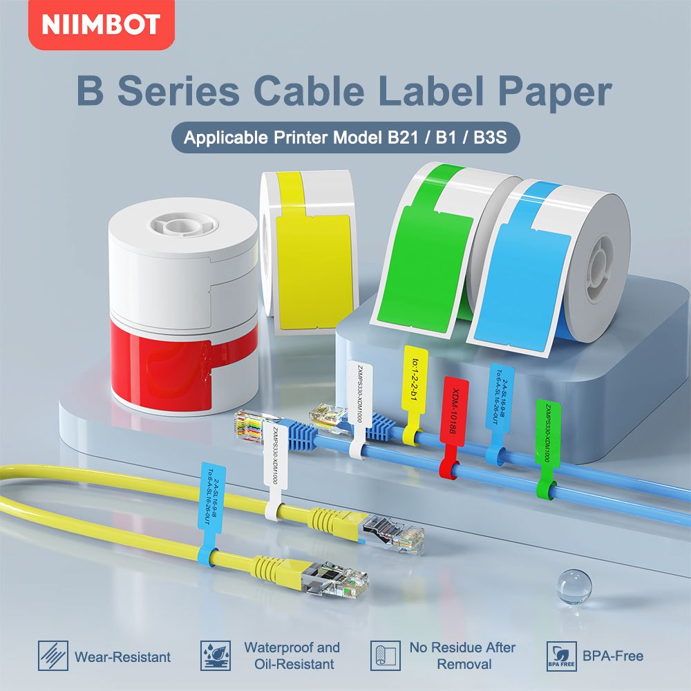 NIIMBOT B21/B3S/B1 Wire and Cable Label Paper Communication Network Cable Self-adhesive P-type ...