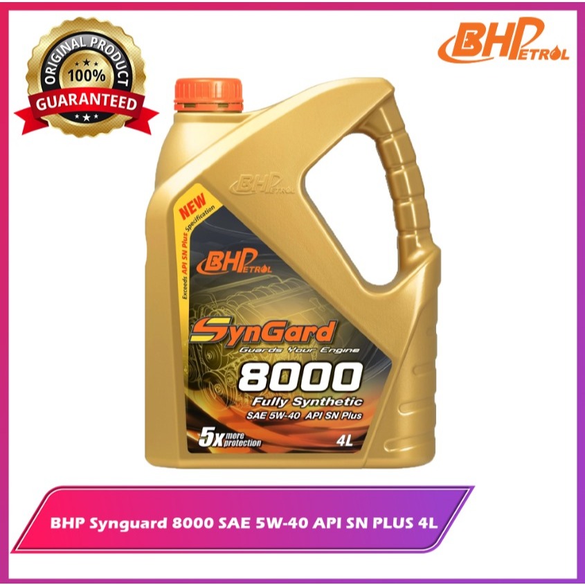 BHPetrol SynGard 8000 SAE 5W-40 Fully Synthetic Engine Oil (4L) API SN ...