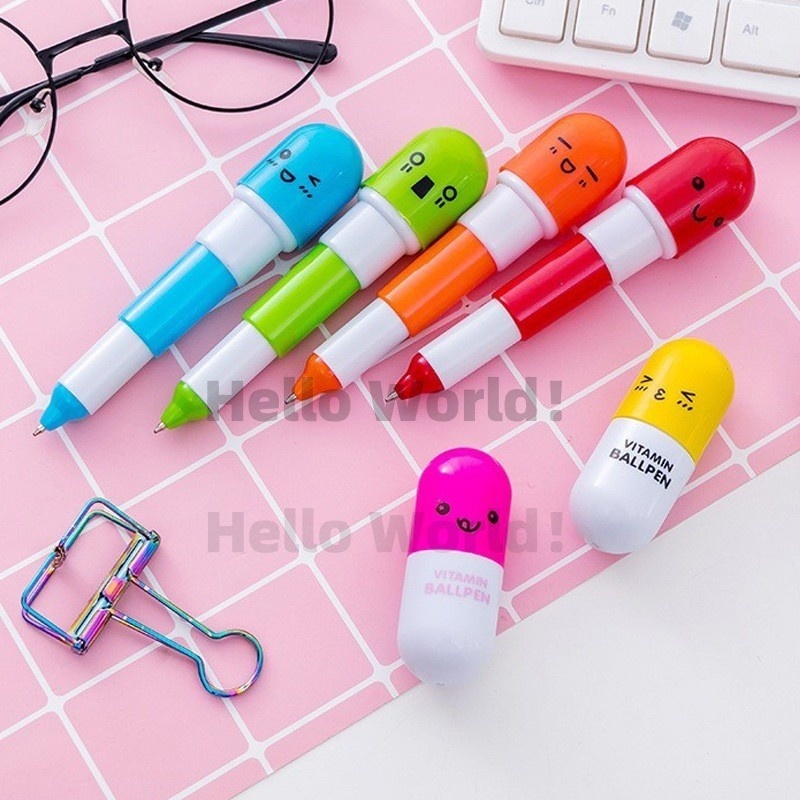 Retractable Vitamin Ball Pen Capsule Pill Ballpoint Pen School Supplies ...