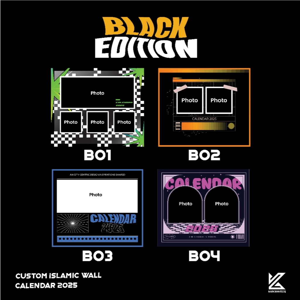 BLACK THEME CUSTOM ISLAMIC WALL CALENDAR 2025 KALENDAR ISLAMIK 2025 ...