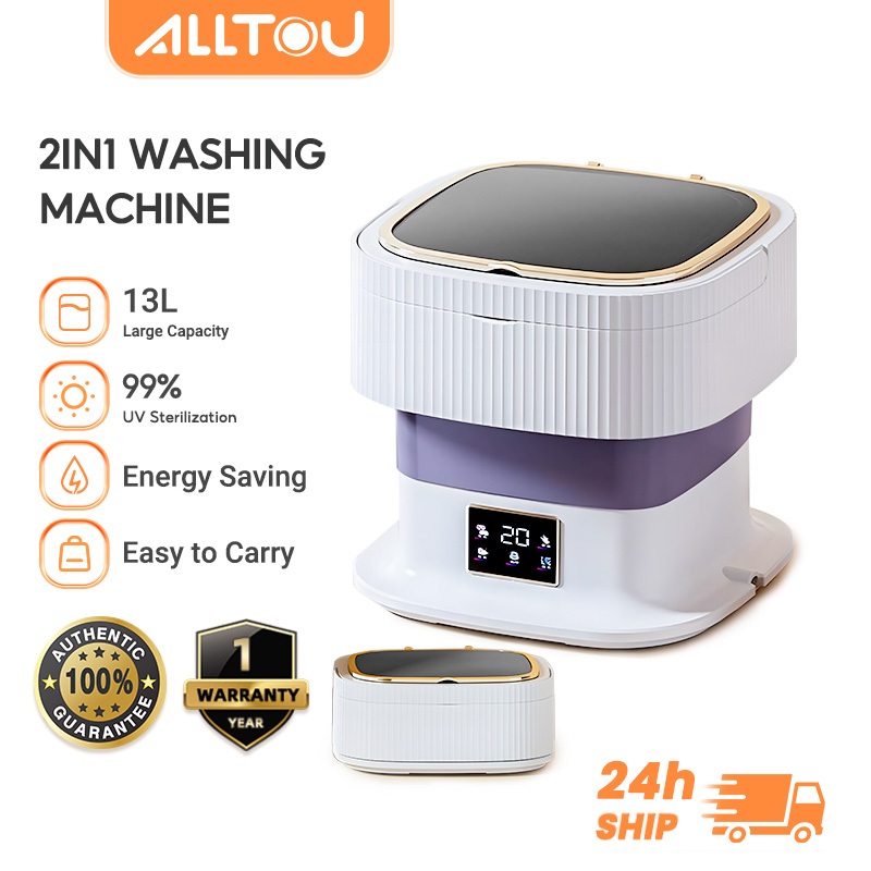 ALLTOU Mesin Basuh 13L Mini Washing Machine with Dryer Portable Washing ...