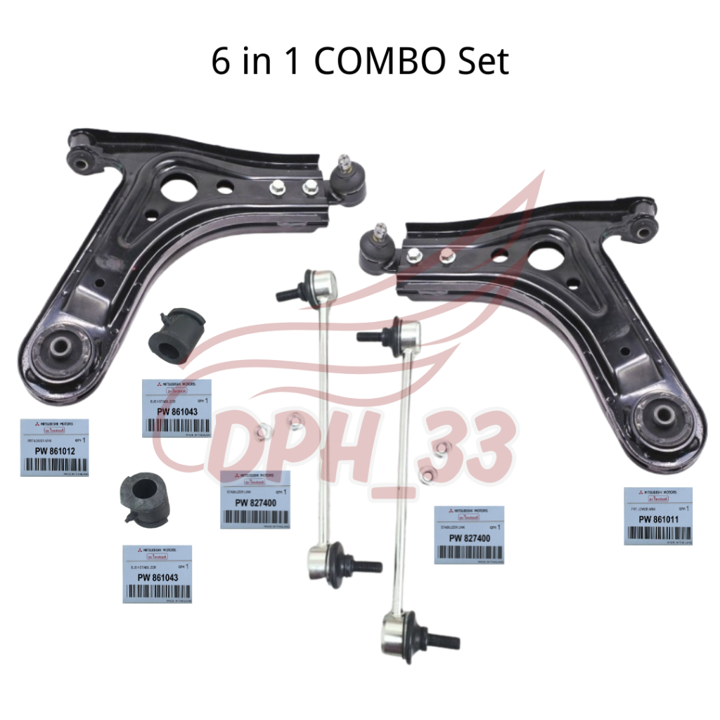 [6 IN 1 COMBO SET] Mitsubishi Front Lower Arm / Stabilizer Link / Bush ...