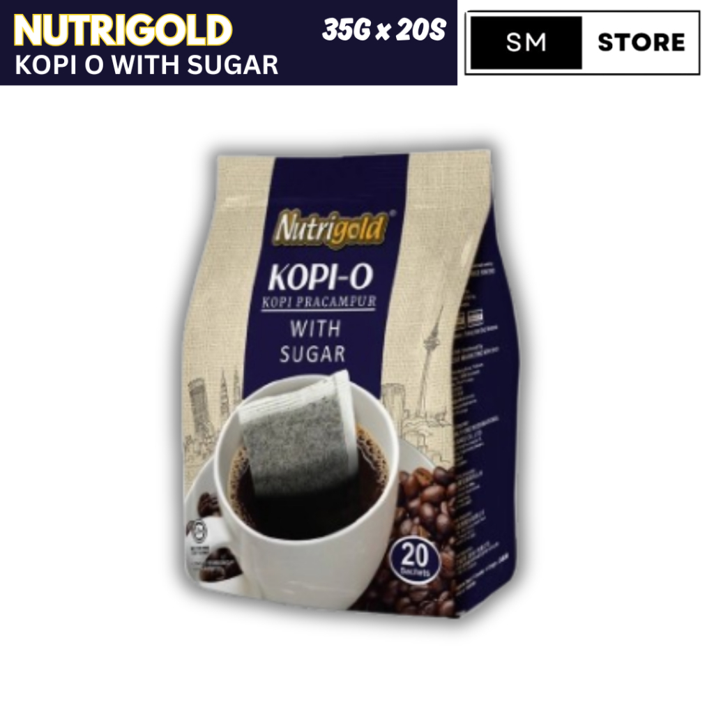 NUTRIGOLD Instant Black Coffee / Kopi O - With Sugar (25g x 20 bags ...