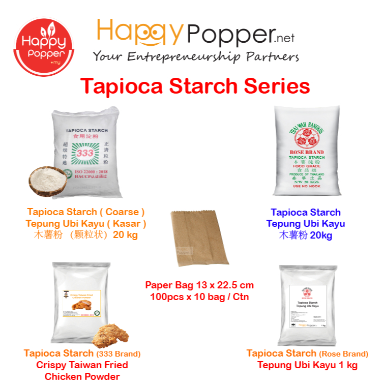 Happypopper Tapioca Starch Coarse 333/Rose Brand Tepung Ayam Gunting ...