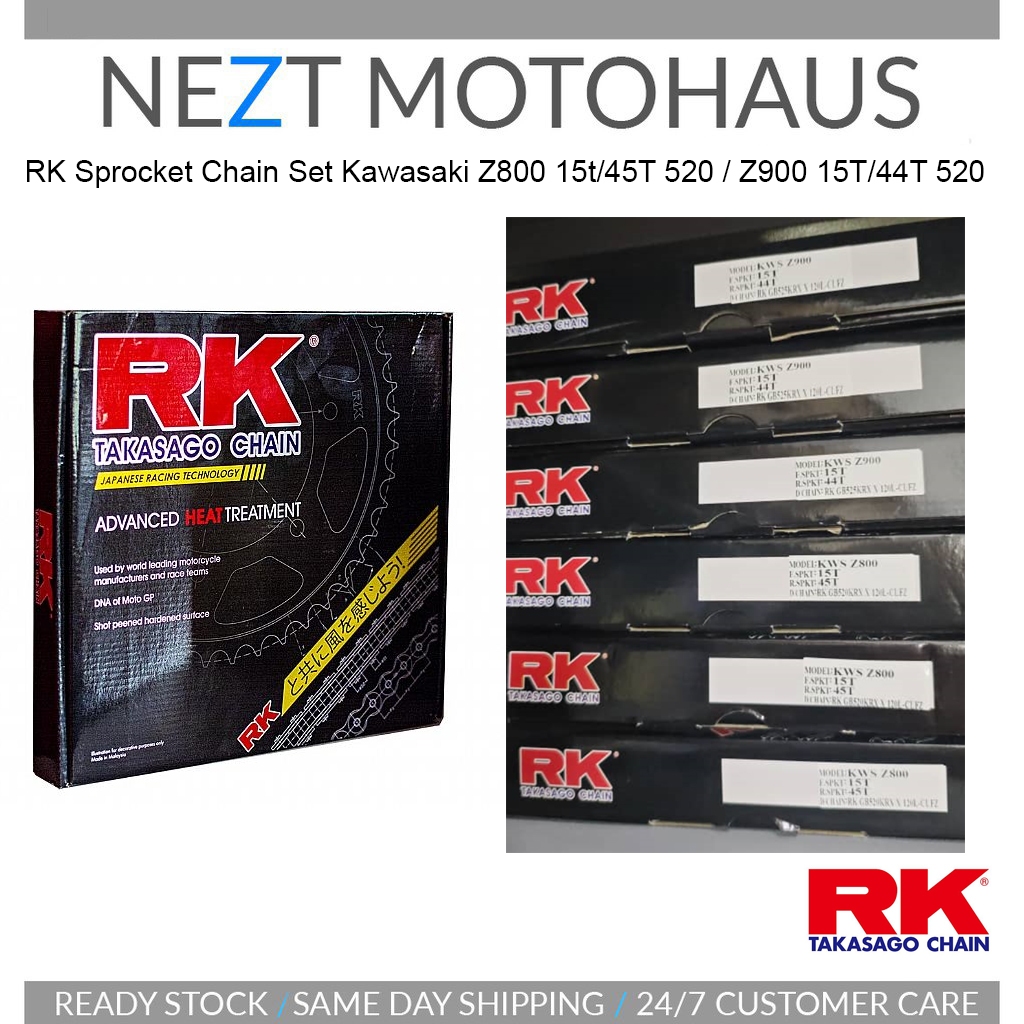 RK Sprocket Chain Set Kawasaki Z800 15t/45T 520 / z900 15T/44T 520 ...