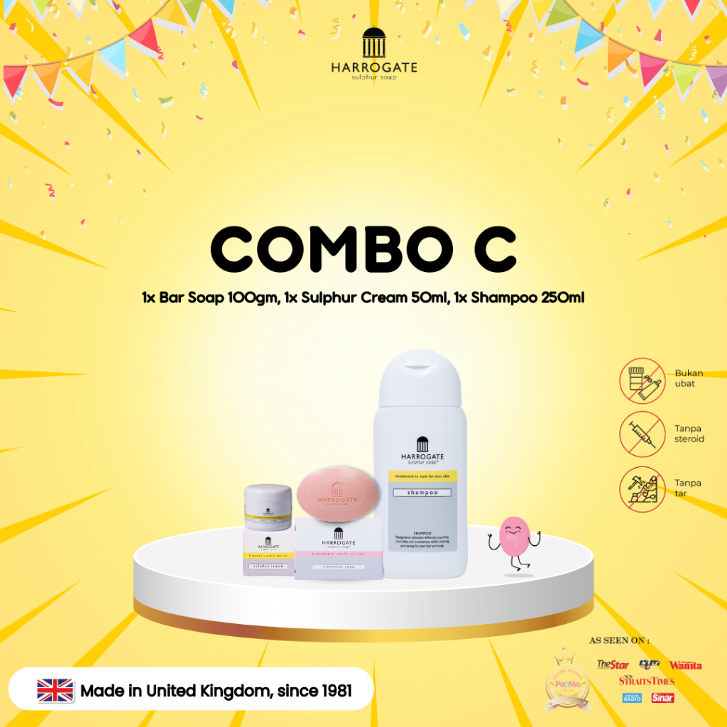 COMBO C(1x Bar Soap 100gm,1x Sulphur Cream 50ml,1x Shampoo 250ml ...