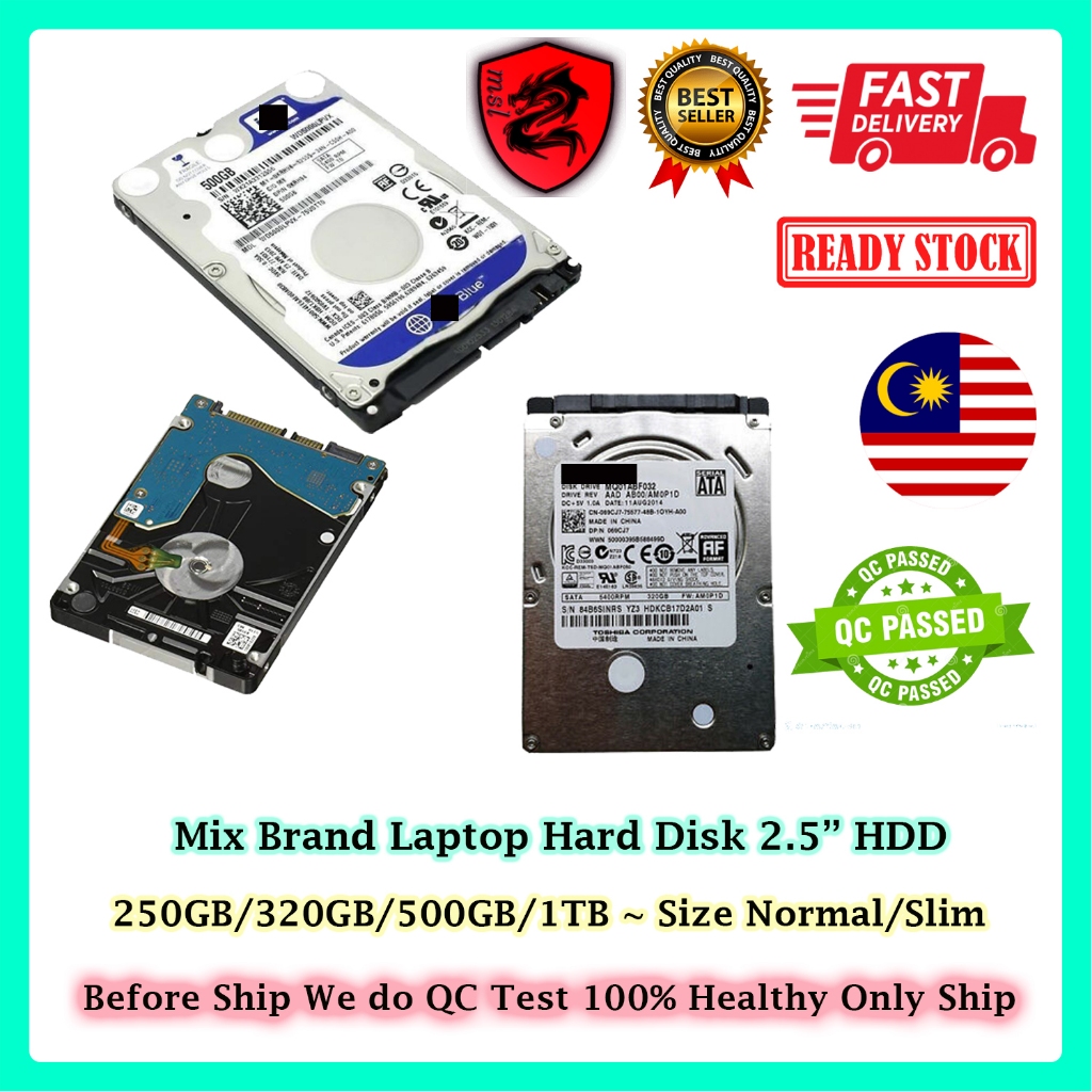 (100% Testes) Laptop Hard Disk ~1TB/500GB/320GB/250GB~ 2.5" HDD ...