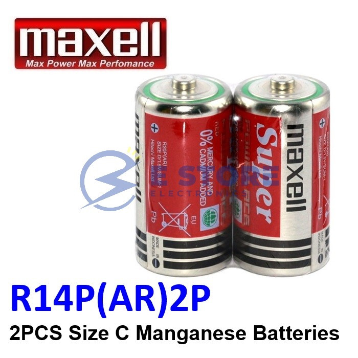 2PCS GENUINE Maxell C-Size Super Power Ace Heavy Duty Battery - R14P(AR ...