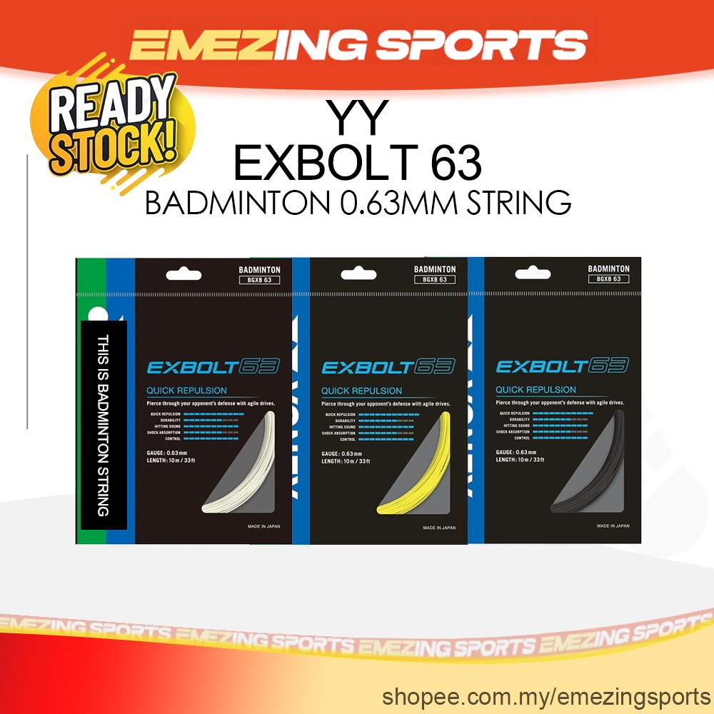 (100% ORIGINAL) YY EXBOLT 63 BADMINTON STRING WHITE / BLACK / YELLOW ...