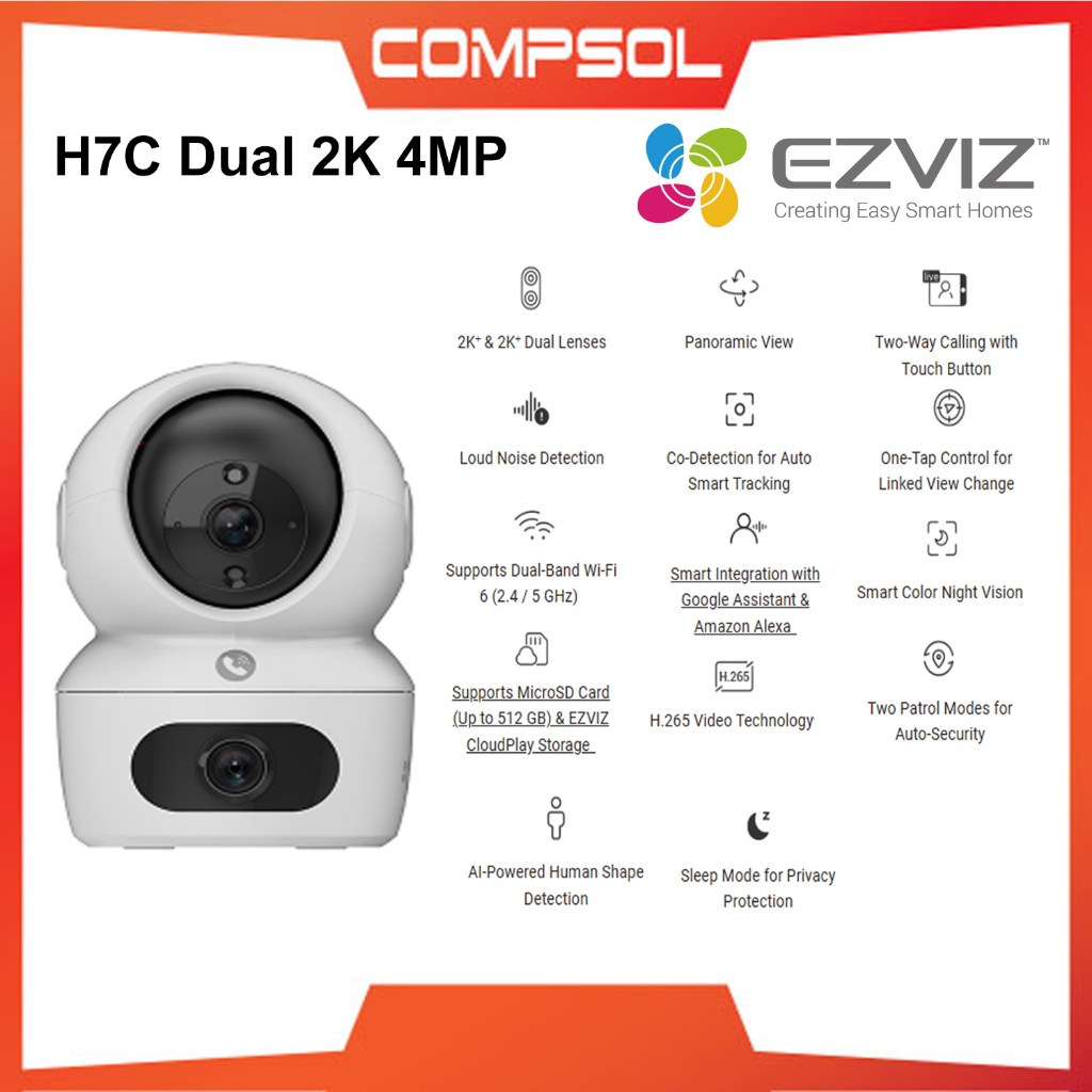 Ezviz H7C Dual 2K 4MP Pan & Tilt Wi-Fi Camera | Shopee Malaysia