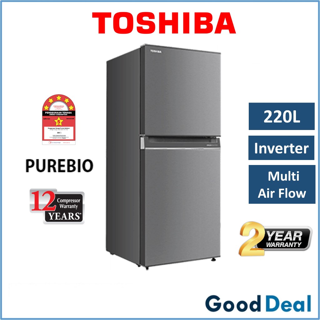 Toshiba RT230 220L Silver Color Inverter Fridge Refrigerator Peti Sejuk ...