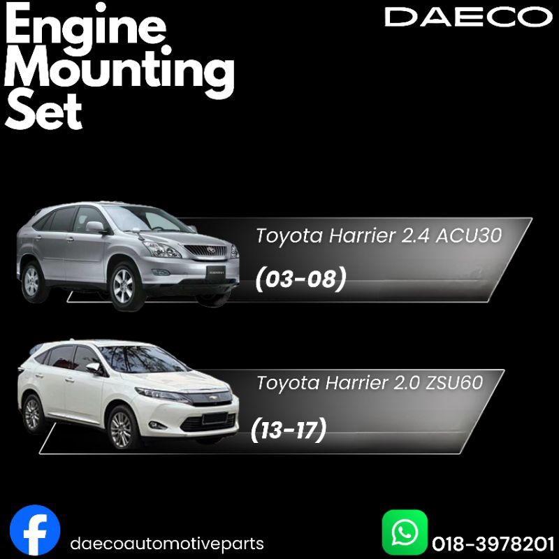 DAECO Engine Mounting Set for Toyota Harrier 2.4 ACU30/Toyota Harrier 2 ...