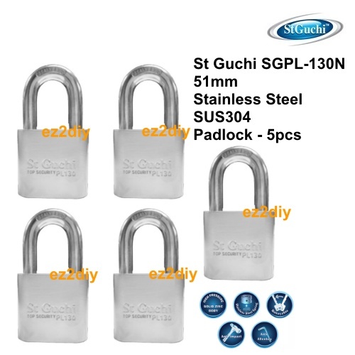 St Guchi SGPL-130N 51mm Stainless Steel SUS304 Padlock - 5pcs | Shopee ...