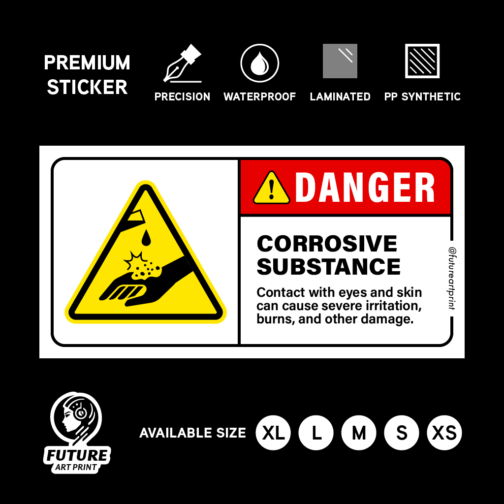 Corrosive Substance. Safety Sticker. Warning Caution Danger Sign Label ...