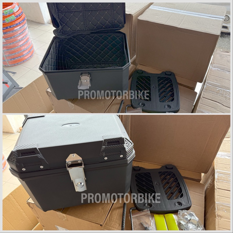 UNIVERSAL TOP BOX PLASTIC ABS WITH BASE 45L STORAGE DUAL SAFETY LOCK ...