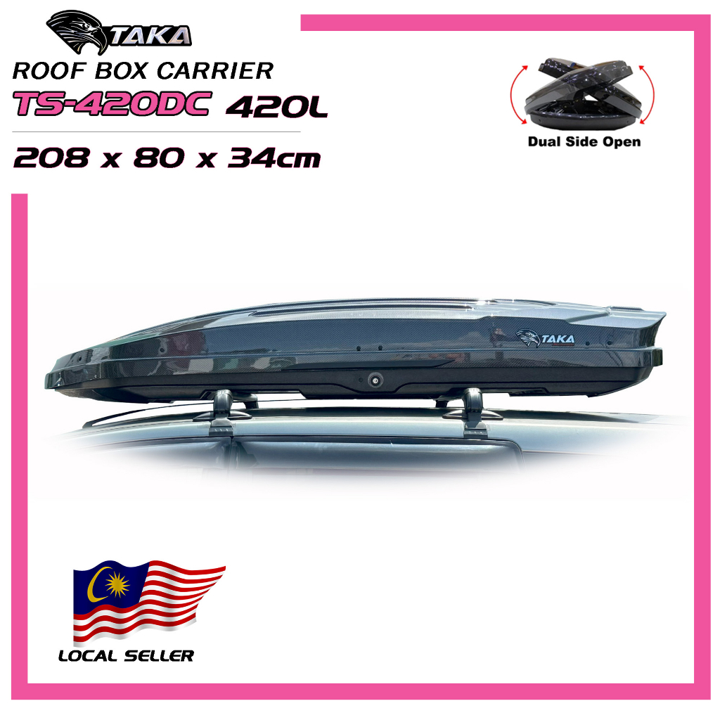 TAKA Roof Box TS-420DC ->ADVENTURE SERIES XL GLOSSY CARBON FIBER
