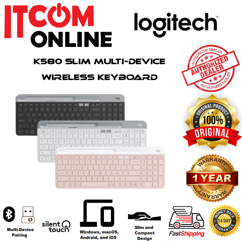 LOGITECH K580 BLUETOOTH WIRELESS KEYBOARD (BLACK/WHITE/PINK) | Shopee Malaysia