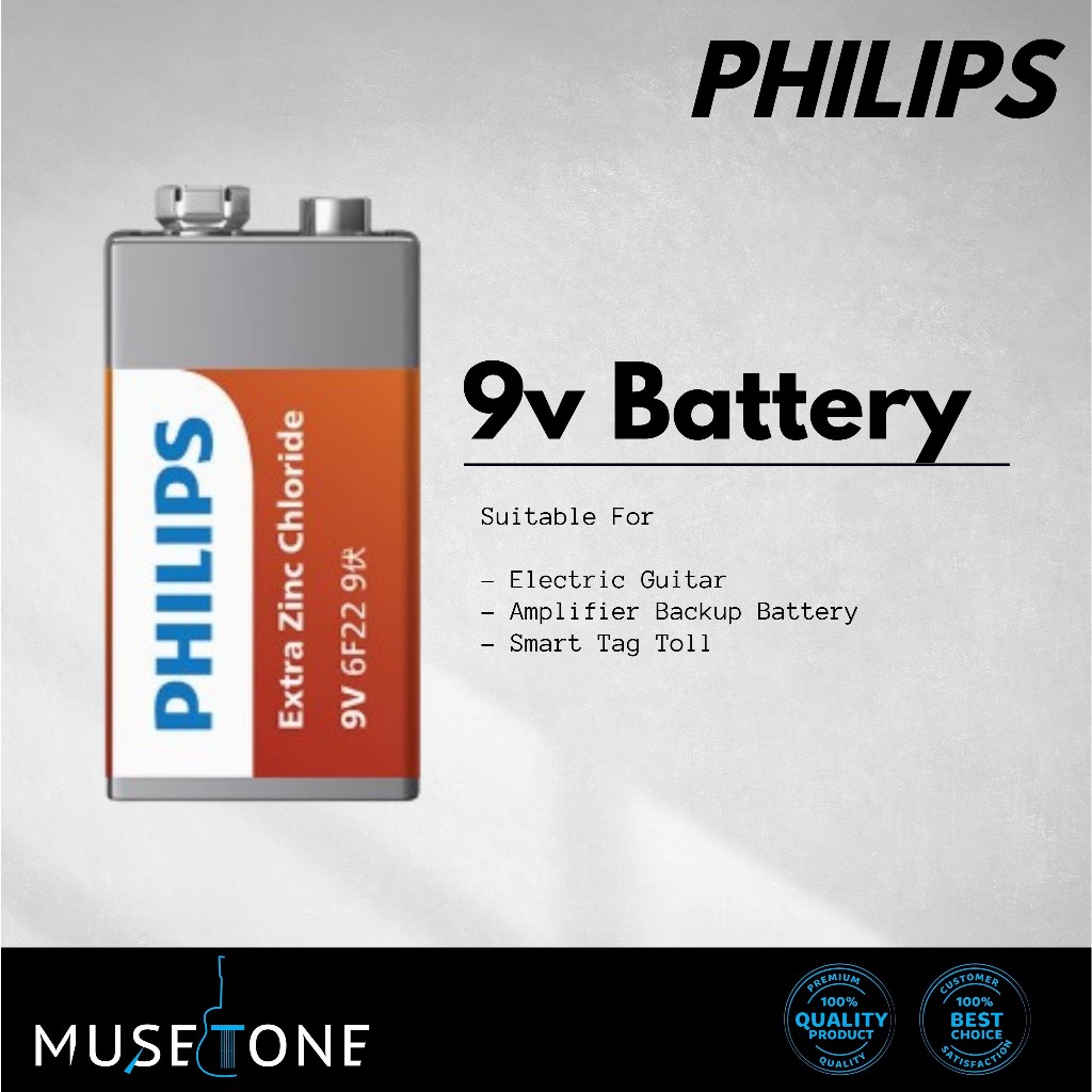 Original PHILIPS 9V Long Life Battery Batteries Top Low-drain Device ...